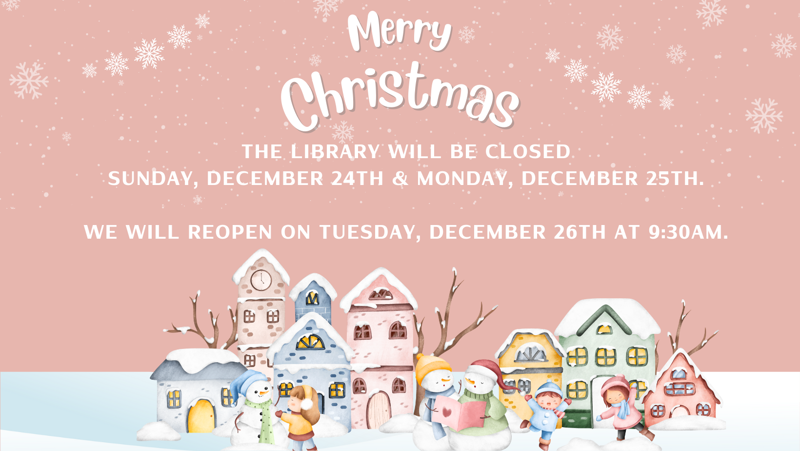 Elwood Public Library - Christmas Closing updated